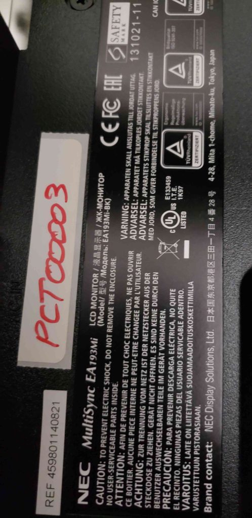 NEC Monitor- EA193MI | TEMPE